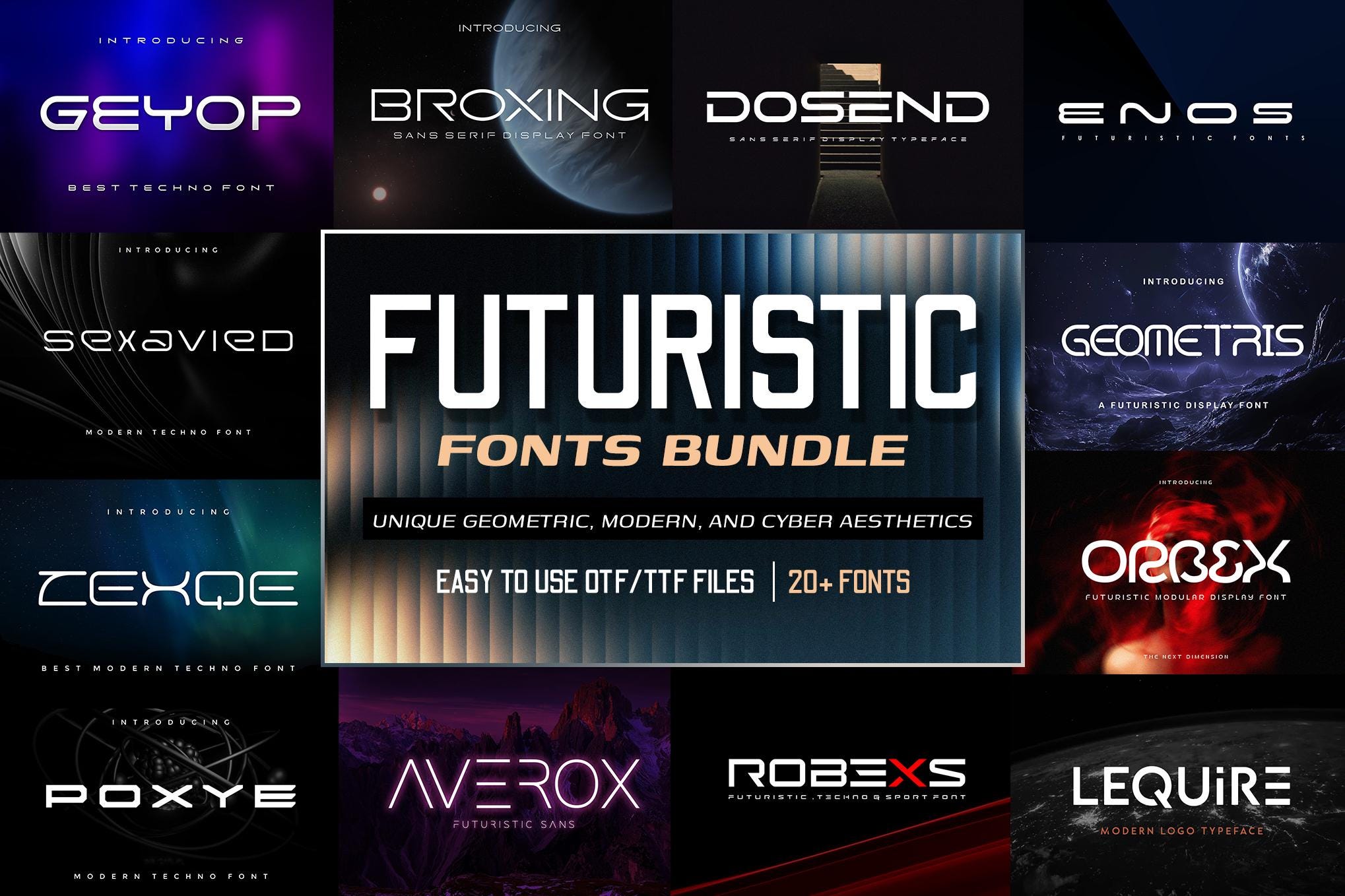 Futuristic Font Bundle - Font Bundle, Science Font, Modern Fonts ...
