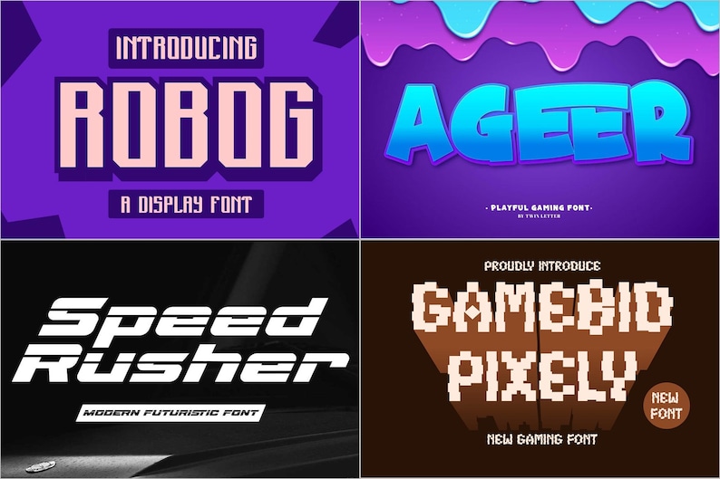 Gaming Font Bundle - Futuristic Font, Game Fonts, Playful Font, Game ...