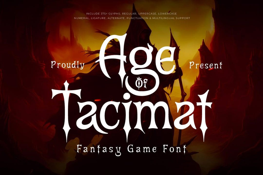 Age Tacimat Dark Fantasy Display Font, Medieval Gothic Typeface for RPG ...