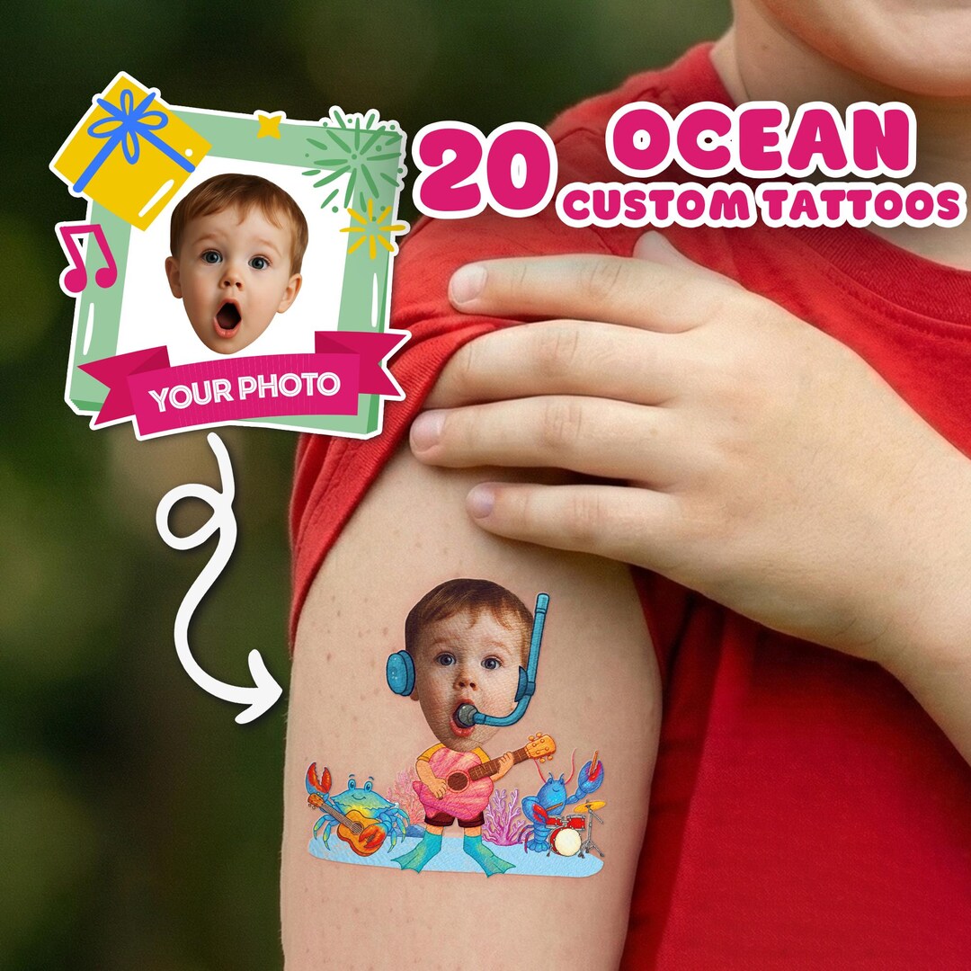 Personalized Ocean Temporary Tattoos, Custom Photo Tattoos, Temporary ...