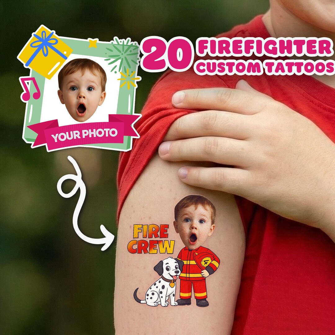 Personalized Firefighter Temporary Tattoos, Custom Photo Tattoos ...