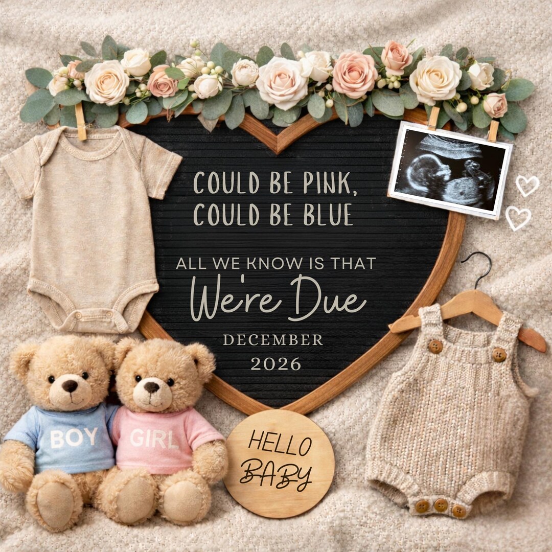Pregnancy Announcement Template, Gender Neutral Baby Reveal, Sonogram ...
