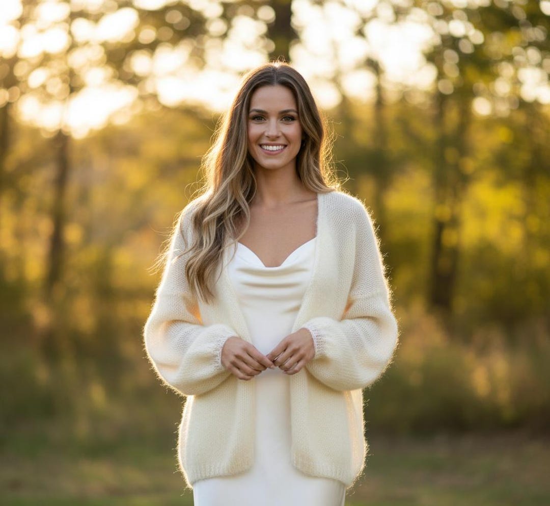 Hand Knit Mohair Silk Cardigan: Fluffy Oversized Wedding Shrug - Etsy