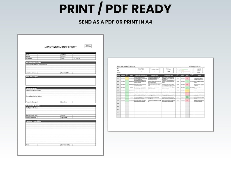 Non Conformance Register Excel Template | Corrective Action Log | NCR ...