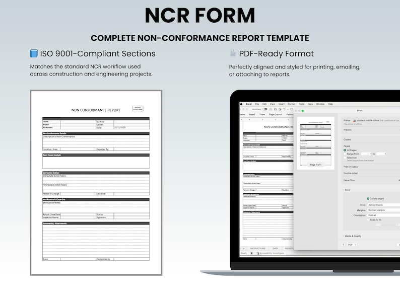 Non Conformance Register Excel Template | Corrective Action Log | NCR ...