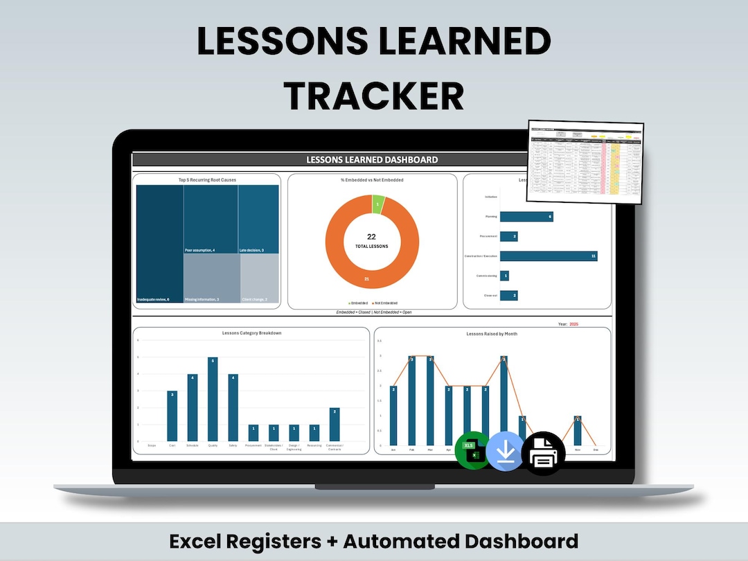Lessons Learned Tracker Excel Template | Construction Register / Log ...