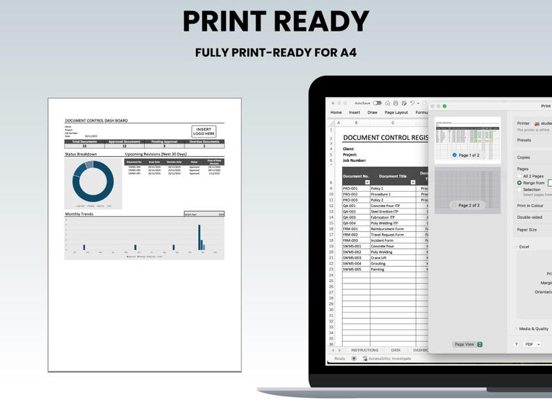 Document Control Register and Dashboard | Excel Template | Automated ...