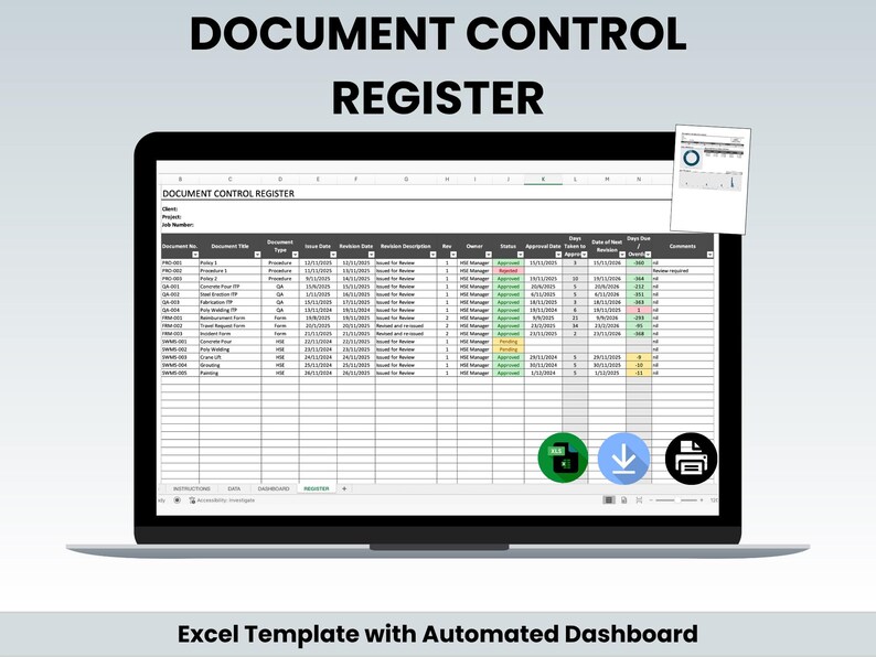 Document Control Register and Dashboard | Excel Template | Automated Dashboard | ISO Compliant ...