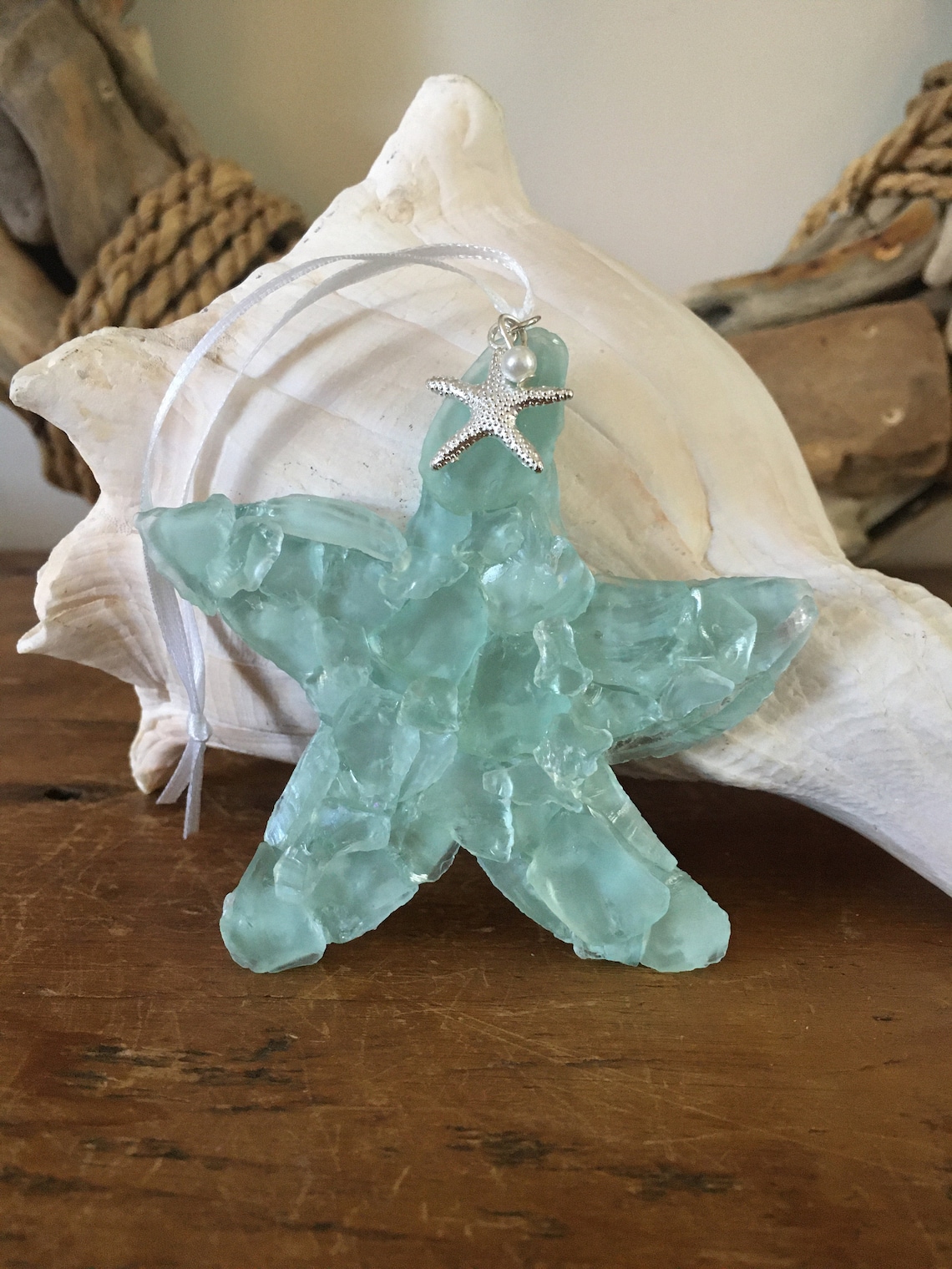 Star Bright Sea Glass Starfish Ornament Seafoam Green - Etsy