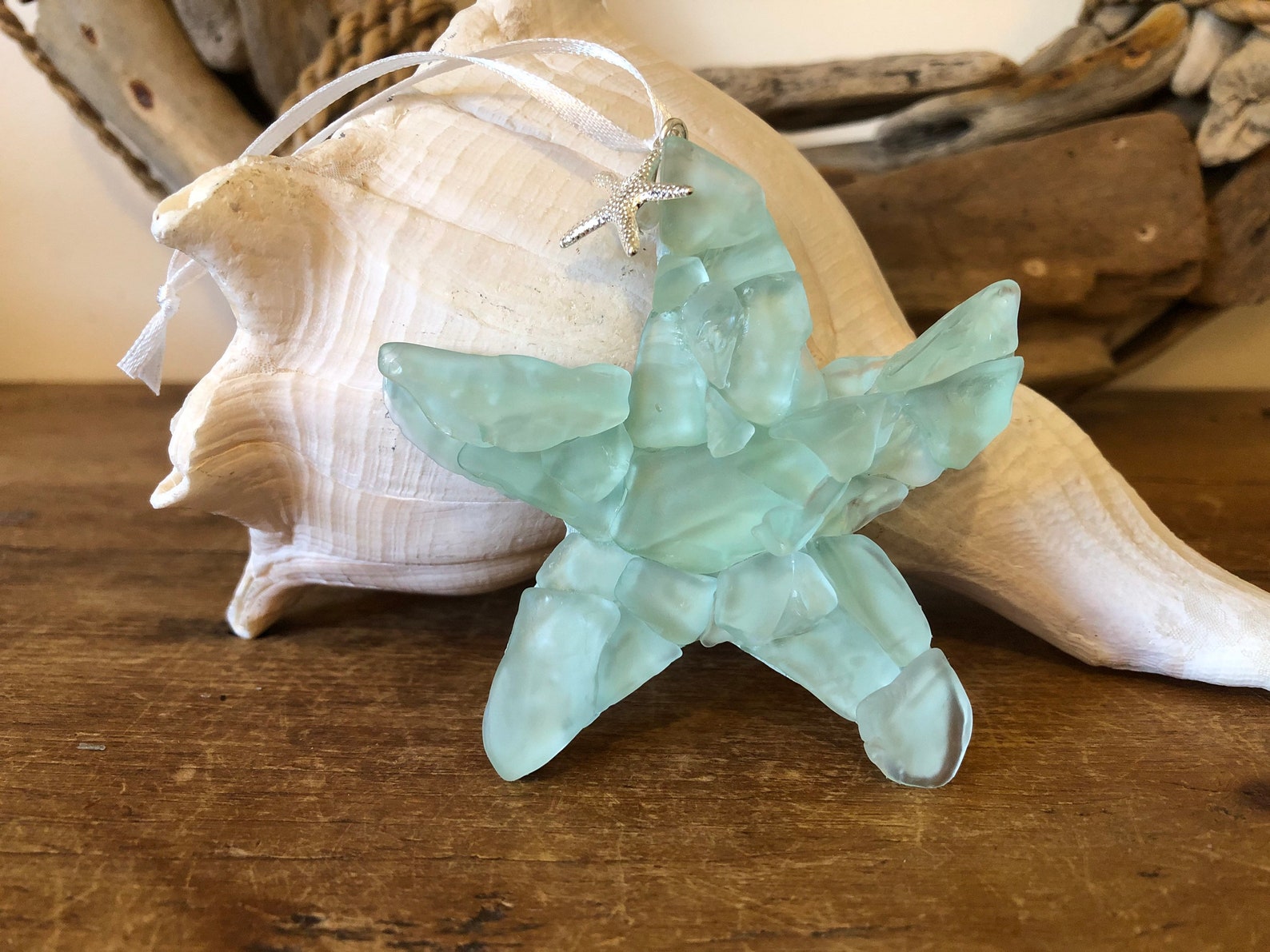 Star Bright Sea Glass Starfish Ornament Seafoam Green - Etsy