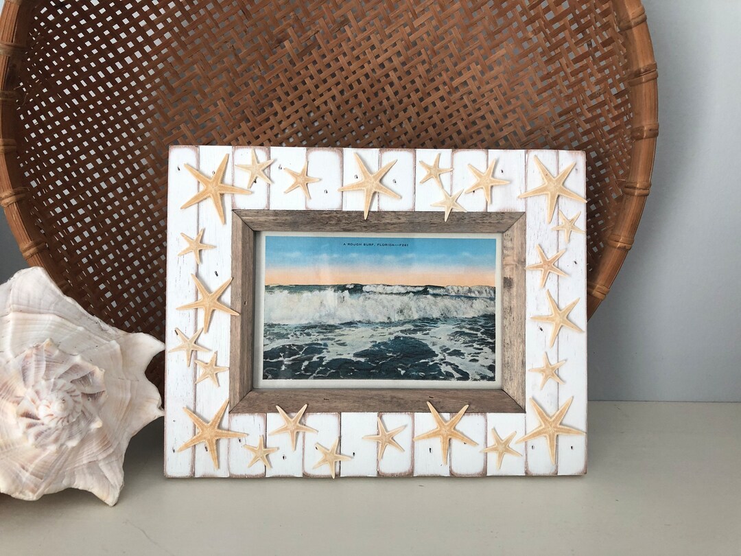 Beach Cottage Starfish Frame With Vintage Florida Postcard,beach House ...