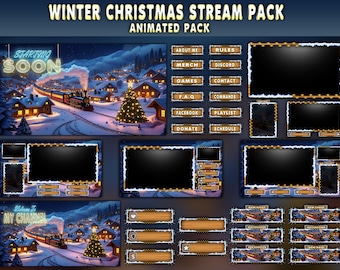 Winter Christmas Stream Overlay Pack – Animated Holiday Twitch & Vtuber ...