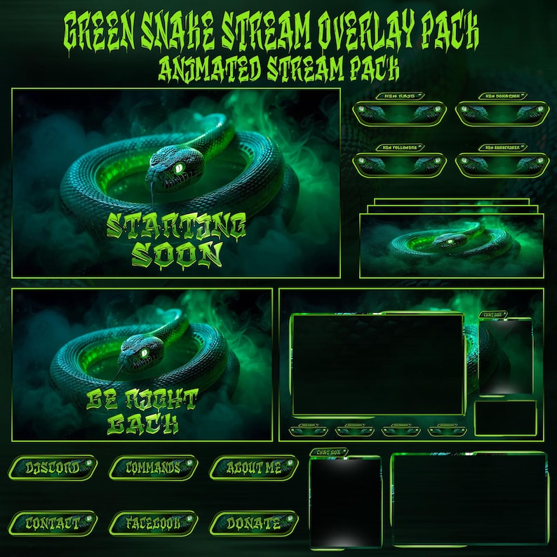 Toxic Snake Animated Stream Pack | Green Venom Twitch Overlay Bundle - Etsy