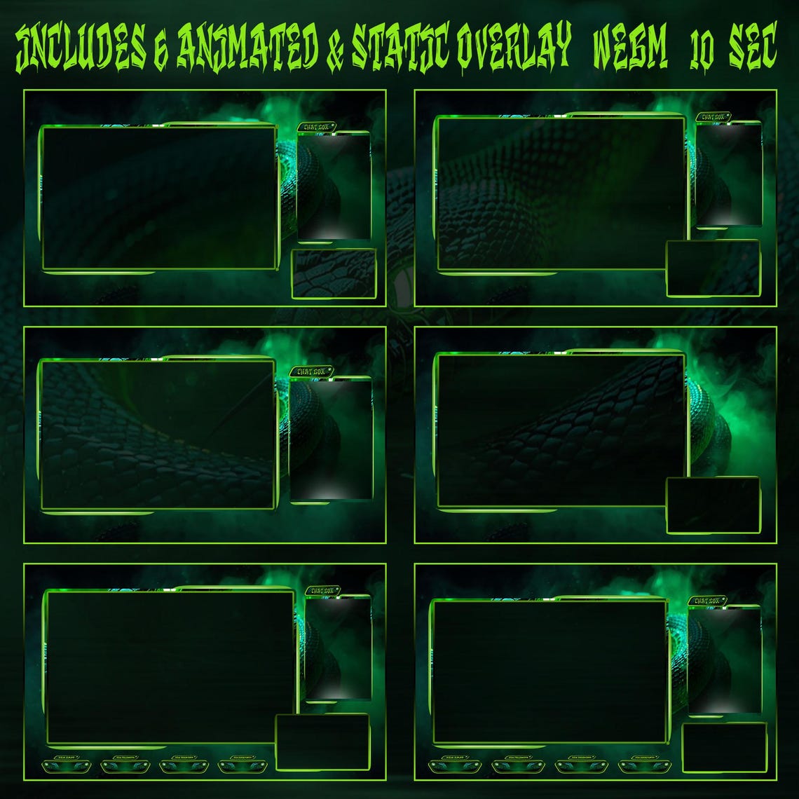 Toxic Snake Animated Stream Pack | Green Venom Twitch Overlay Bundle - Etsy