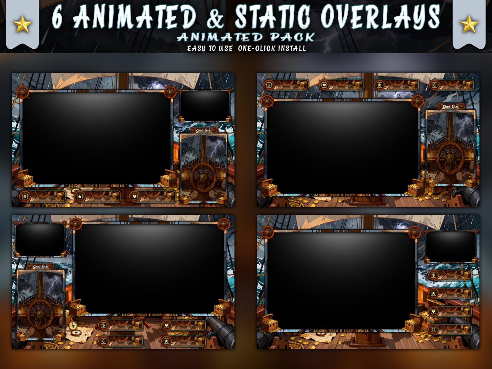 Animated Pirate Twitch Overlay Package | Sea of Thieves Inspired ...