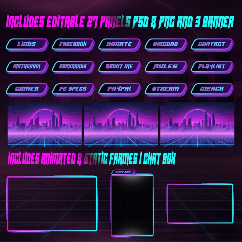 Cyberpunk Neon Animated Stream Pack | Twitch Overlay Bundle - Etsy