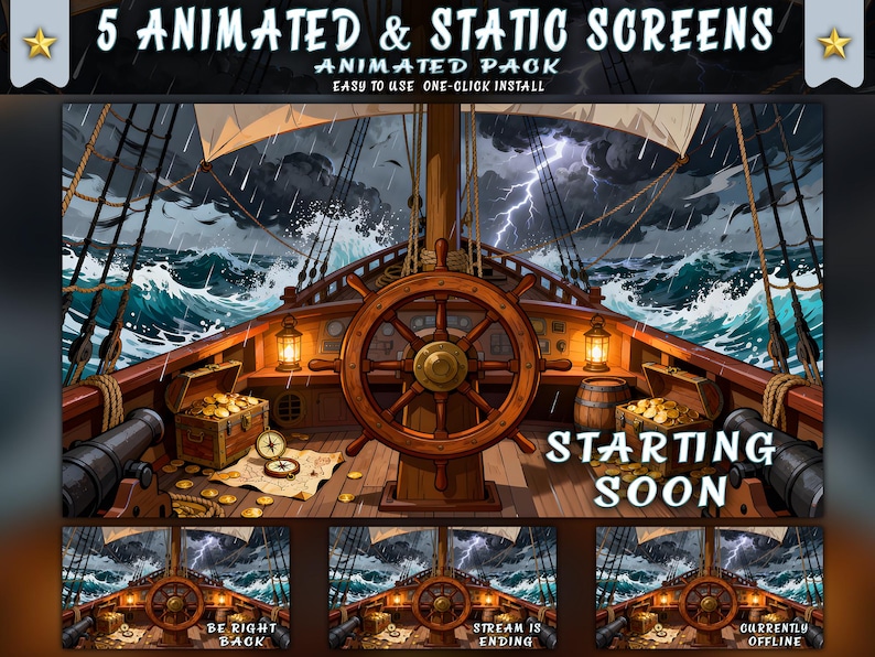 Animated Pirate Twitch Overlay Package | Sea of Thieves Inspired ...