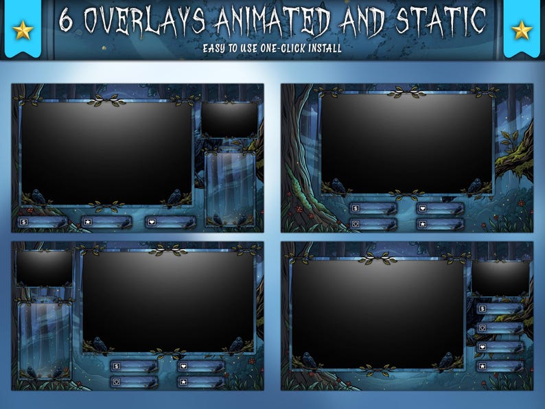 Animated Raven Twitch Overlay Package | Dark Forest Stream Pack ...