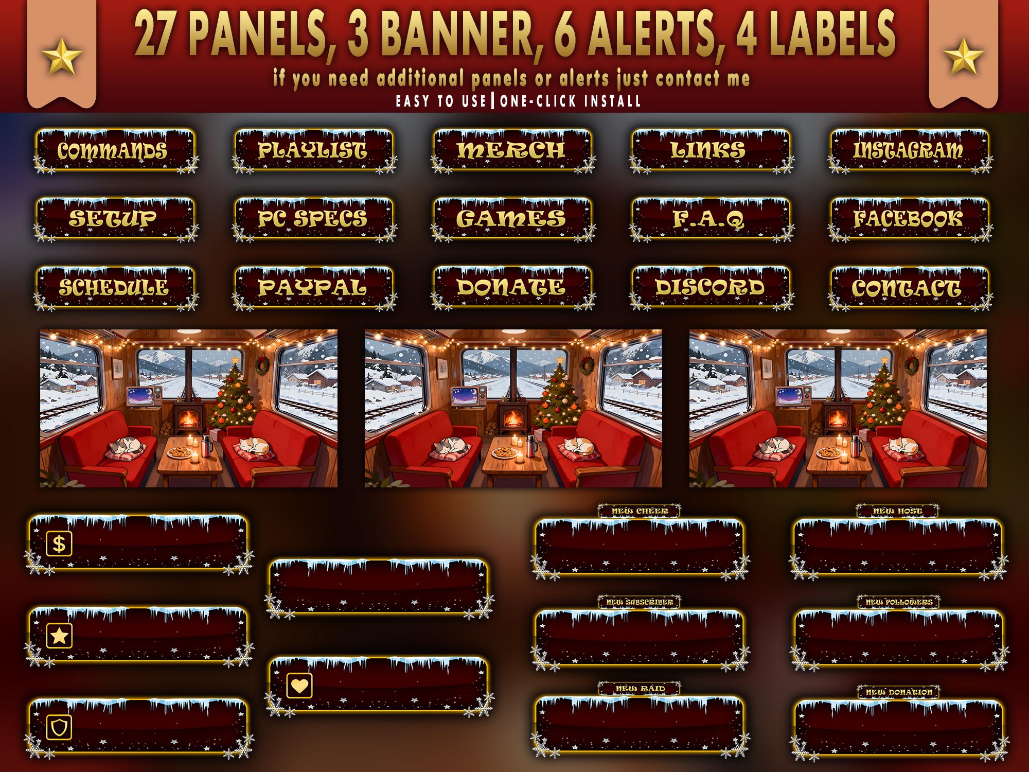 Cozy Christmas Train Stream Overlay Pack – Warm Winter Cabin Stream ...