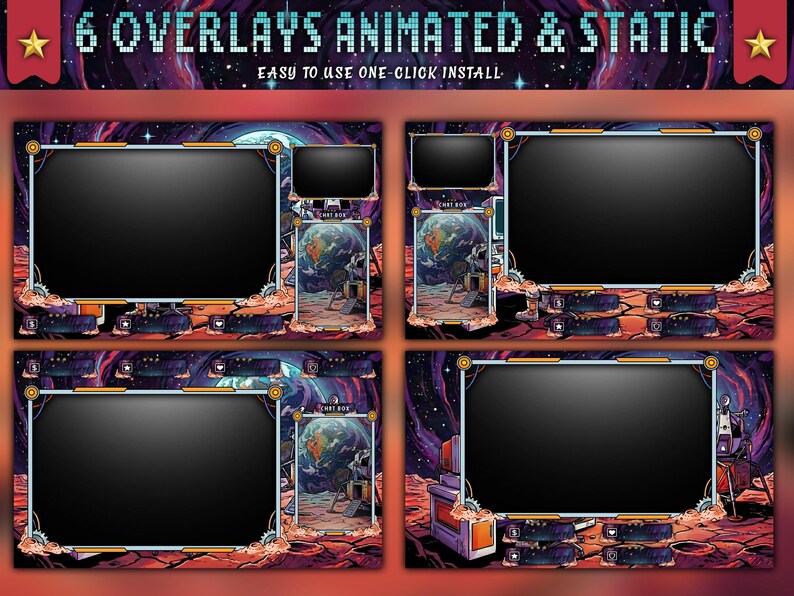Animated Twitch Overlay Pack - Retro Comic Space Theme - Lofi Astronaut ...