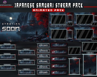 Samurai Stream Overlay Pack – Animated Japanese Red Forest Theme for ...