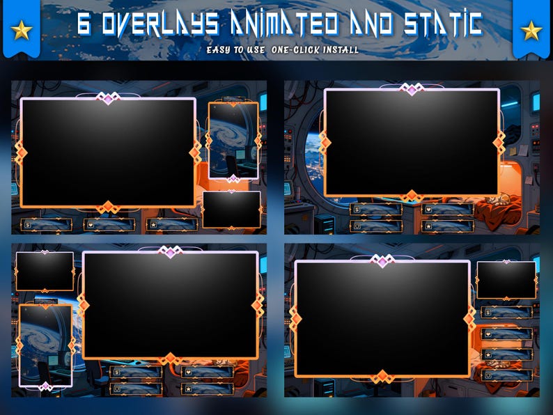 Animated Cozy Space Cabin Stream Overlay | Twitch Vtuber Package ...