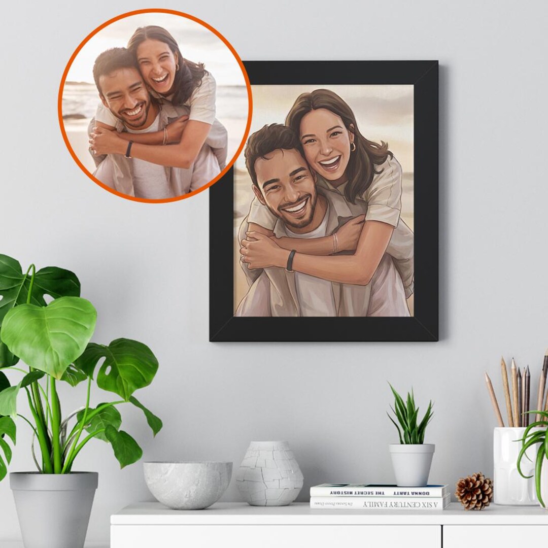 Custom Caricature Portrait | Personalized Cartoon Drawing, Framed ...