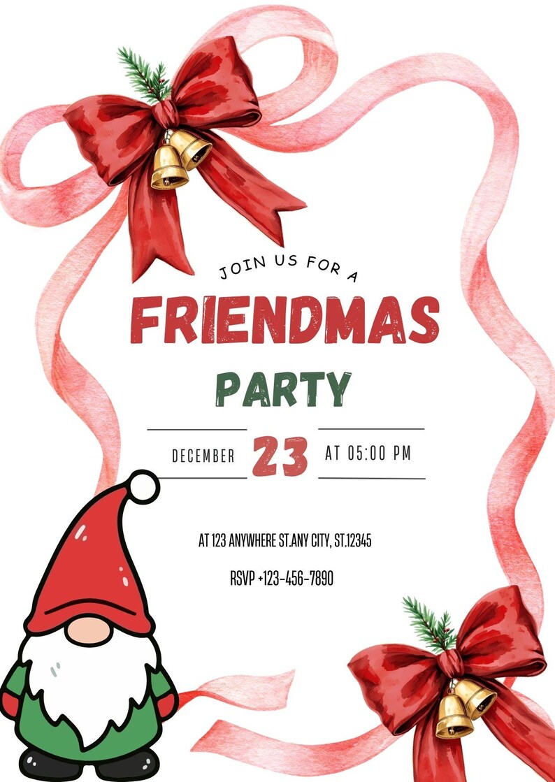 Editable Friendsmas Party Invitation - Digital Video Evite - Elegant ...