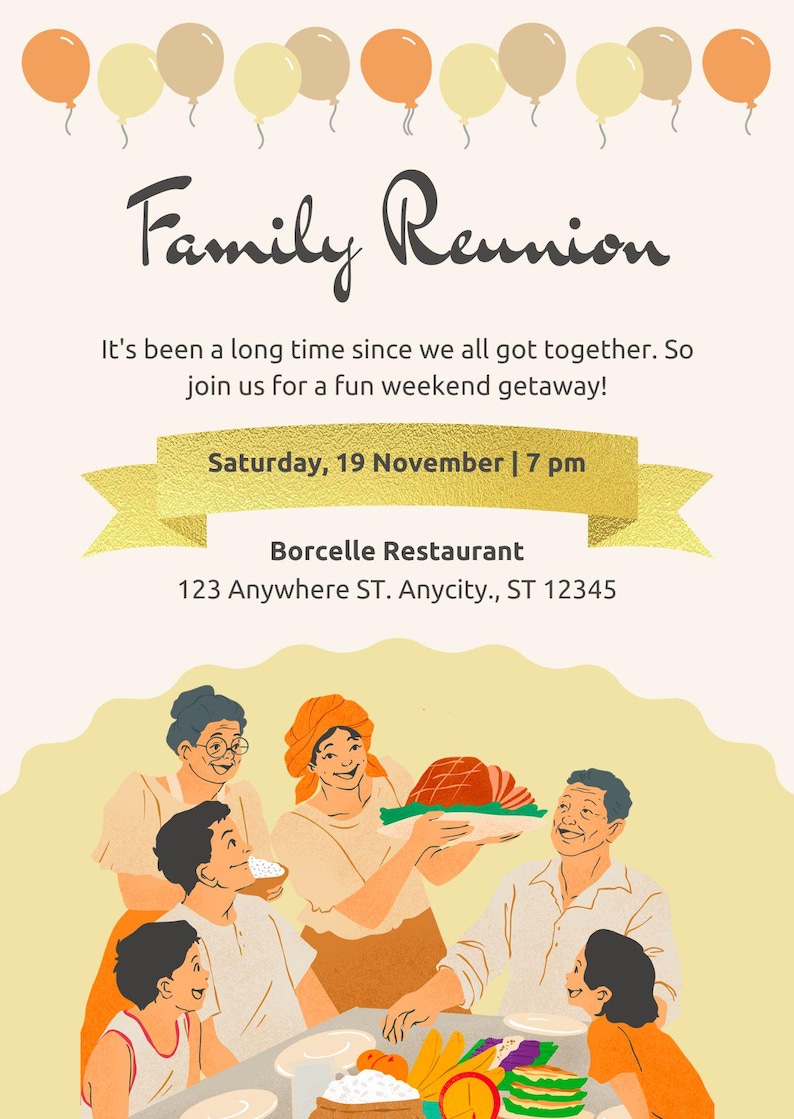 Family Reunion Invitation Template - Editable Family Gathering Invite ...