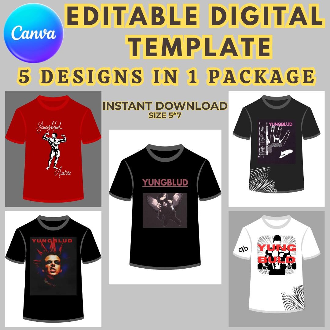 Editable T-shirt Design Templates - Streetwear and Vintage Graphic ...