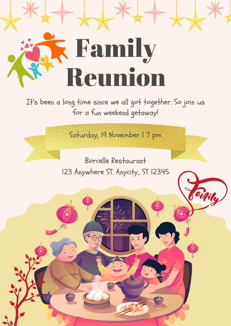 Editable Family Reunion Invitation Template – Canva Digital Download - Etsy
