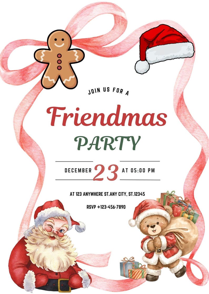 Editable Friendsmas Party Invitation - Digital Video Evite - Elegant ...