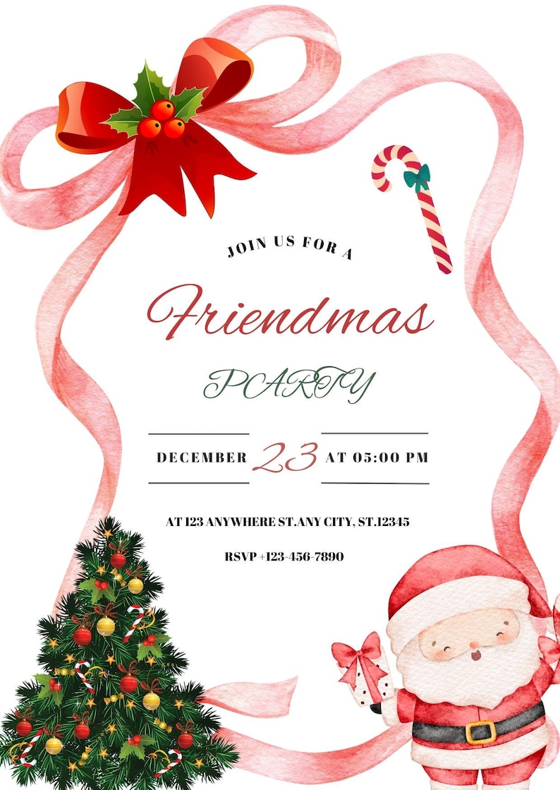 Editable Friendsmas Party Invitation - Digital Video Evite - Elegant ...