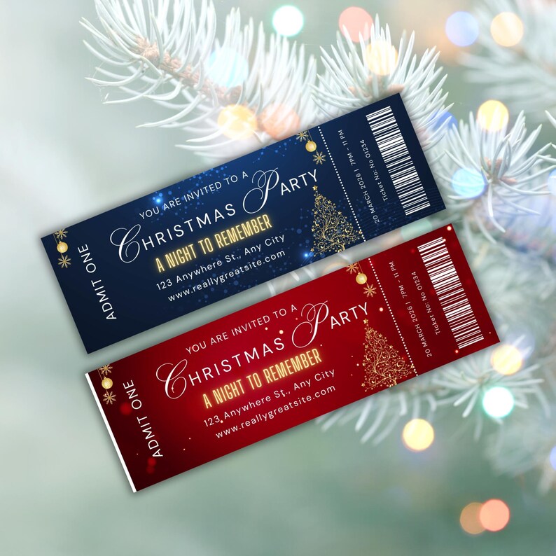 Editable Christmas Party Ticket Template, Canva Printable (digital ...