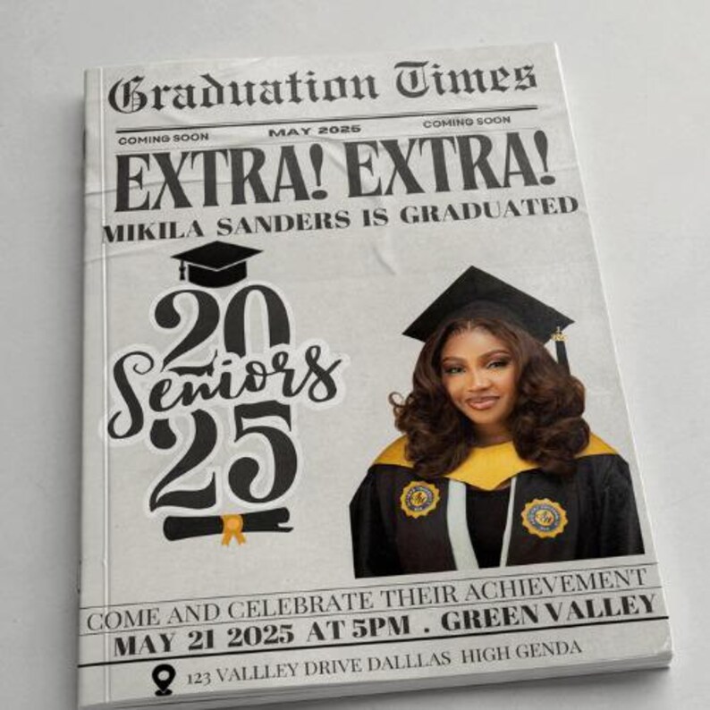 2026 Graduation Newspaper Template, Senior Keepsake (canva Editable ...