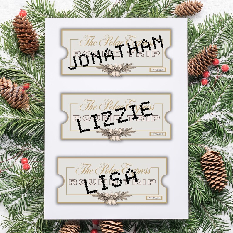 Personalized Polar Express Ticket Ornament, Editable North Pole Design ...