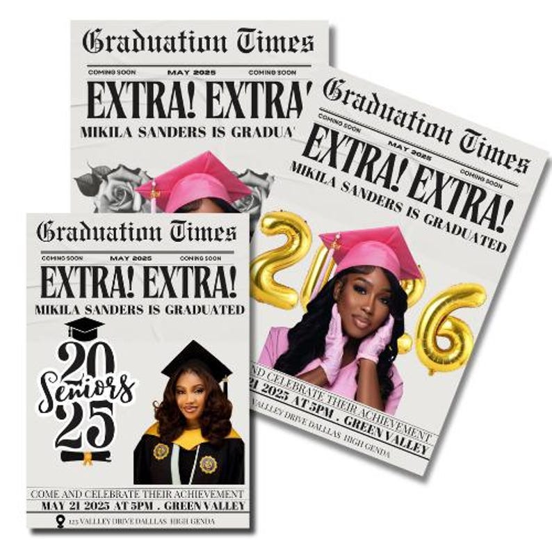 2026 Graduation Newspaper Template, Senior Keepsake (canva Editable ...