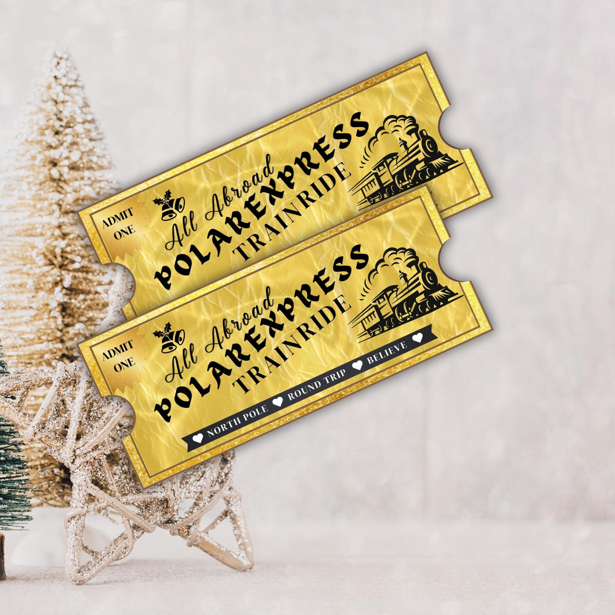 Personalized Polar Express Ticket | Gold Train Ride Gift (printable) - Etsy