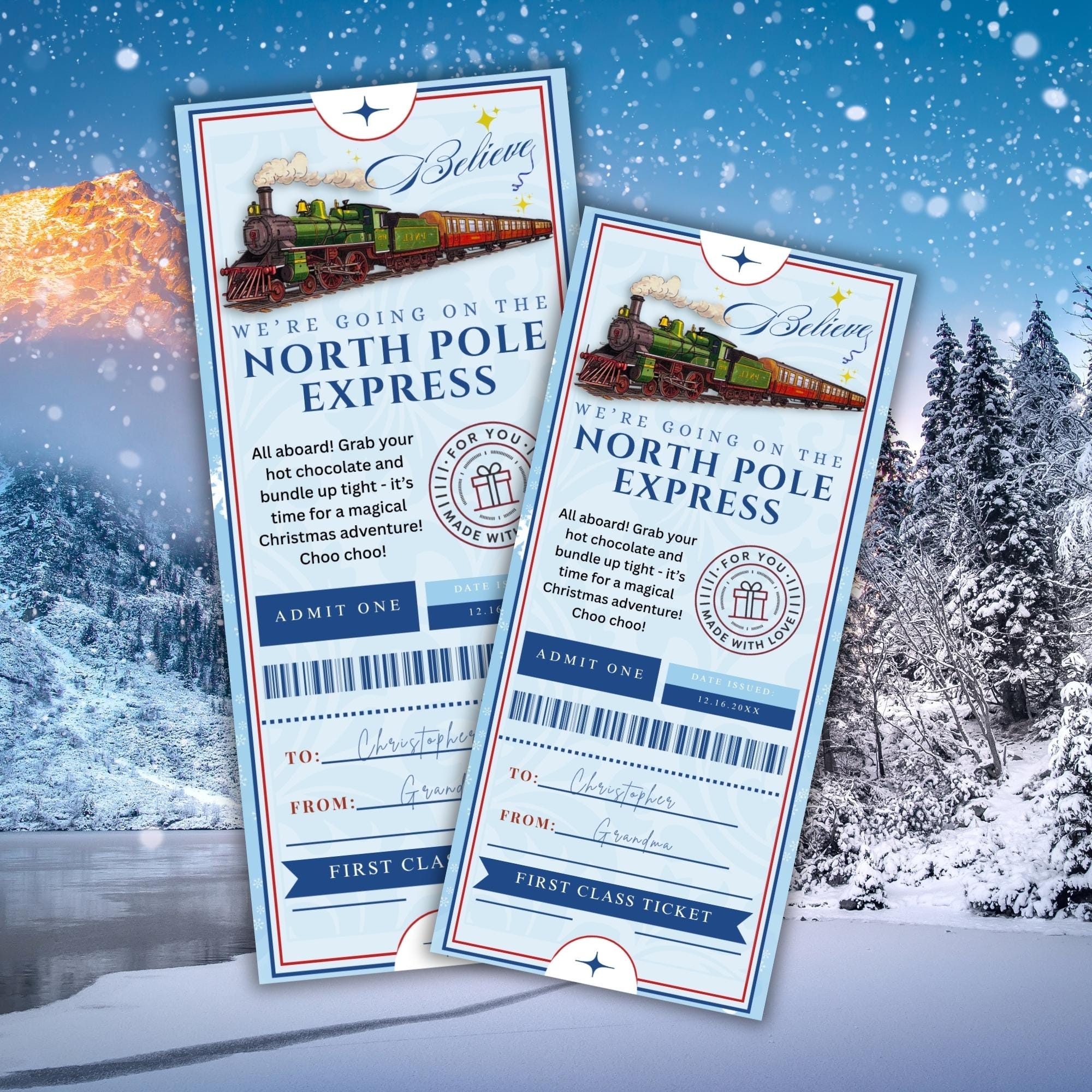 Polar Train Ticket Template, North Pole Train Experience, Christmas ...