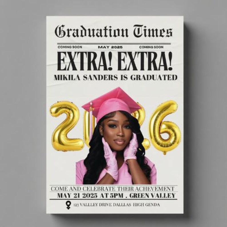 2026 Graduation Newspaper Template, Senior Keepsake (canva Editable ...