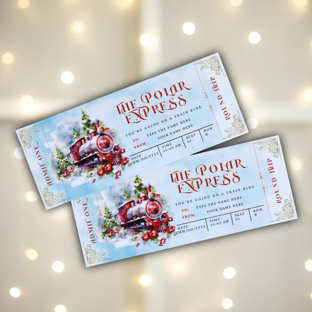 Editable Polar Express Ticket, Santa Train Ride, Christmas Gift ...