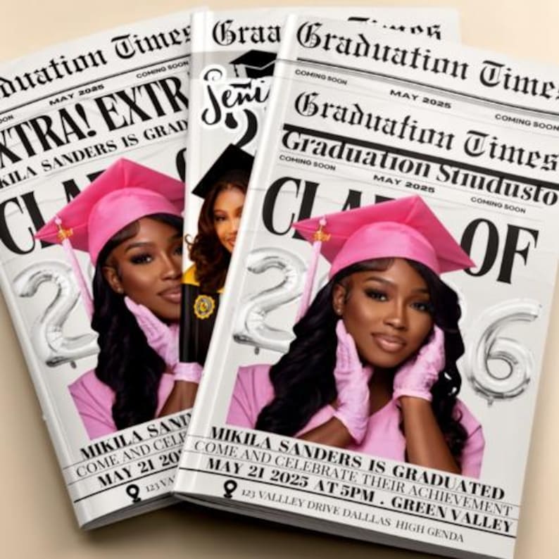 2026 Graduation Newspaper Template, Senior Keepsake (canva Editable ...