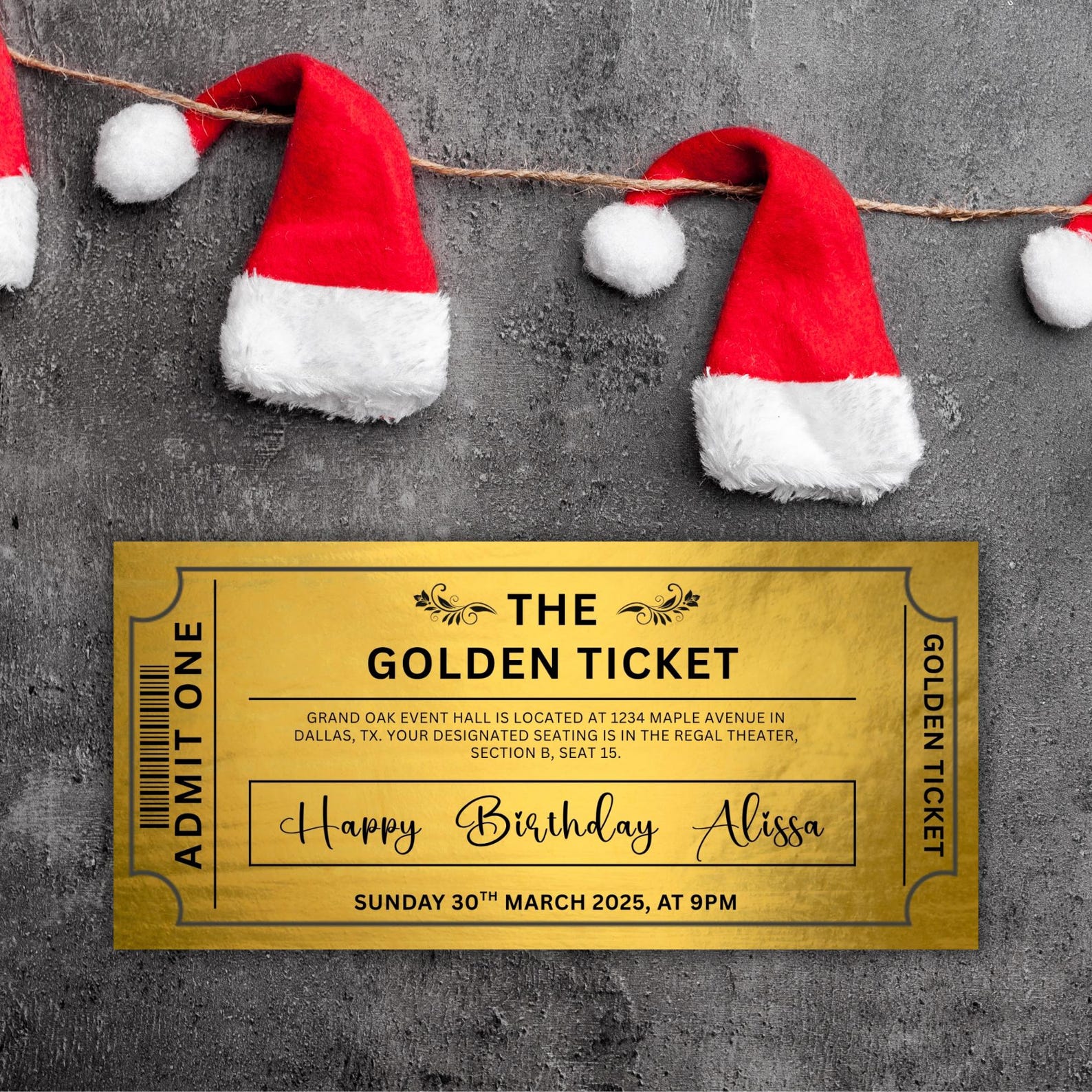 Printable Golden Ticket Template | Editable Event Invitation (canva) - Etsy