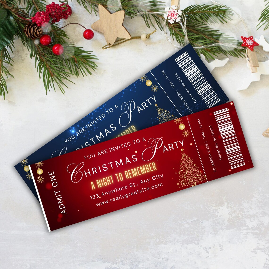 Editable Christmas Party Ticket Template, Canva Printable (digital ...