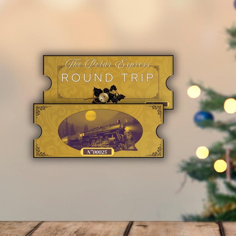 Polar Express Ticket, Golden Train Invite, Editable Christmas Ticket ...