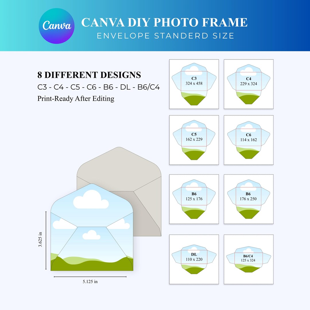 Envelope Liner Template Canva, Editable Envelope Liner, Drag and Drop ...
