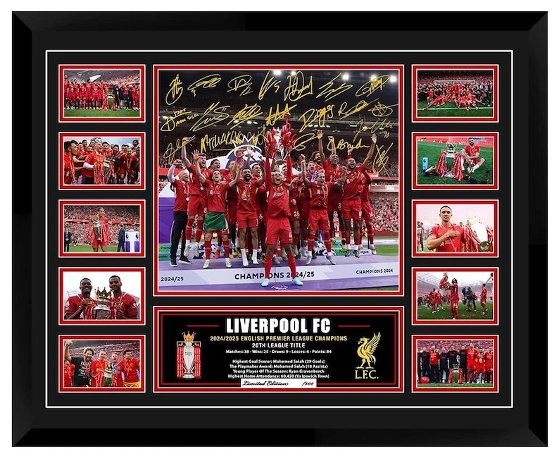 Liverpool FC 2025 EPL Champions Signed Framed Memorabilia - Etsy Australia