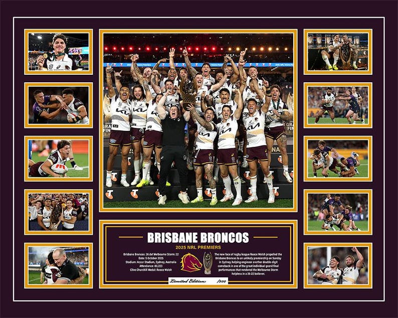 Brisbane Broncos 2025 NRL Champions Framed Memorabilia - Etsy Australia