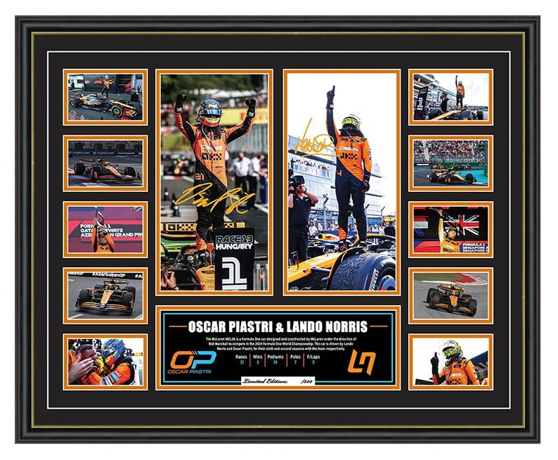 Oscar Piastri & Lando Norris Mclaren F1 GP Signed Framed Memorabilia ...