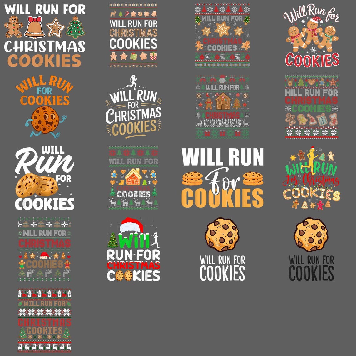 Will Run for Christmas Cookies PNG – Funny Workout Running Xmas Runners ...